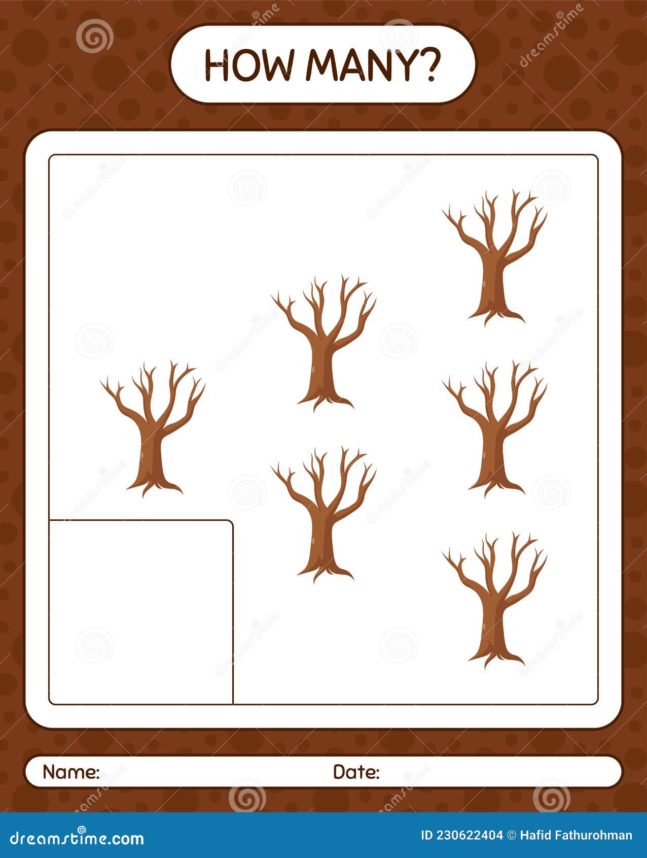 How Many Counting Game with Tree. Worksheet for Preschool Kids, Kids ...