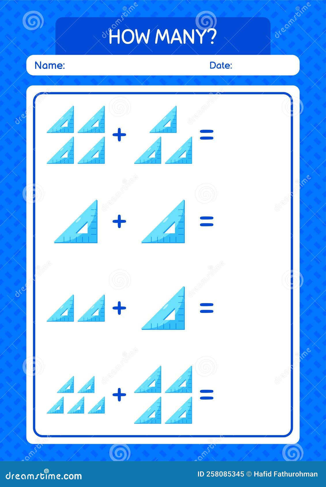 How Many Counting Game with Triangle Ruler. Worksheet for Preschool ...