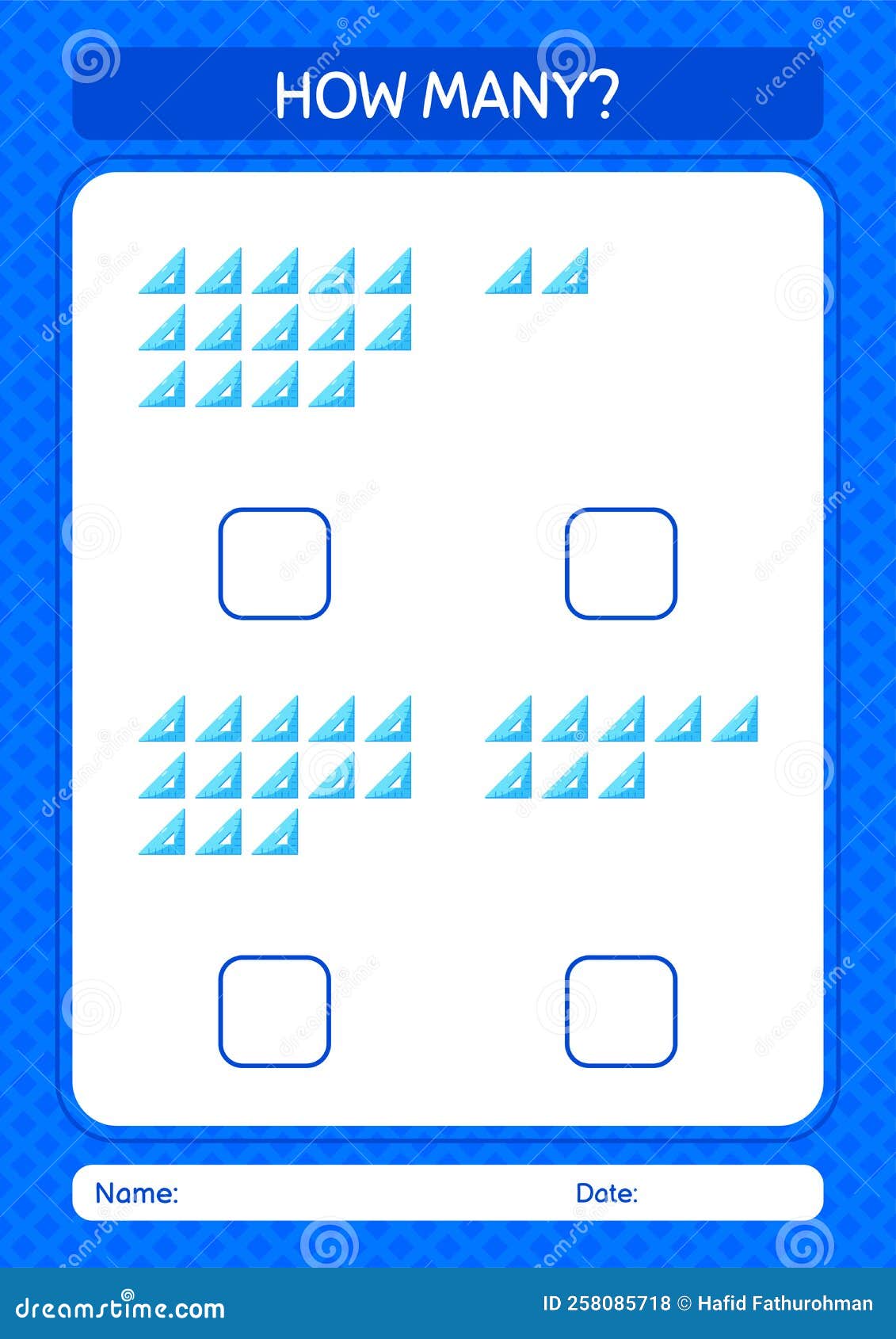 How Many Counting Game with Triangle Ruler. Worksheet for Preschool ...