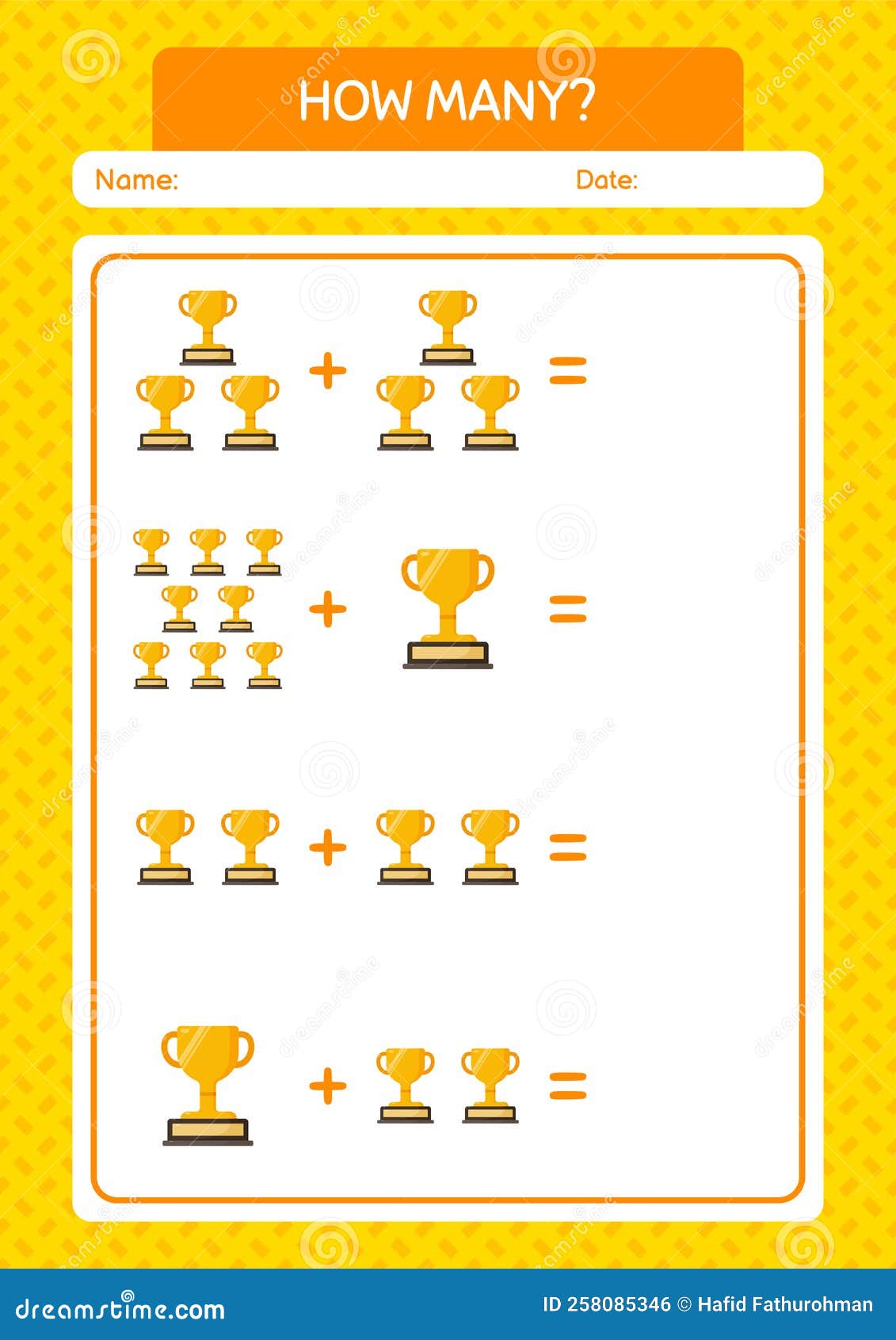 How Many Counting Game with Trophy. Worksheet for Preschool Kids, Kids ...