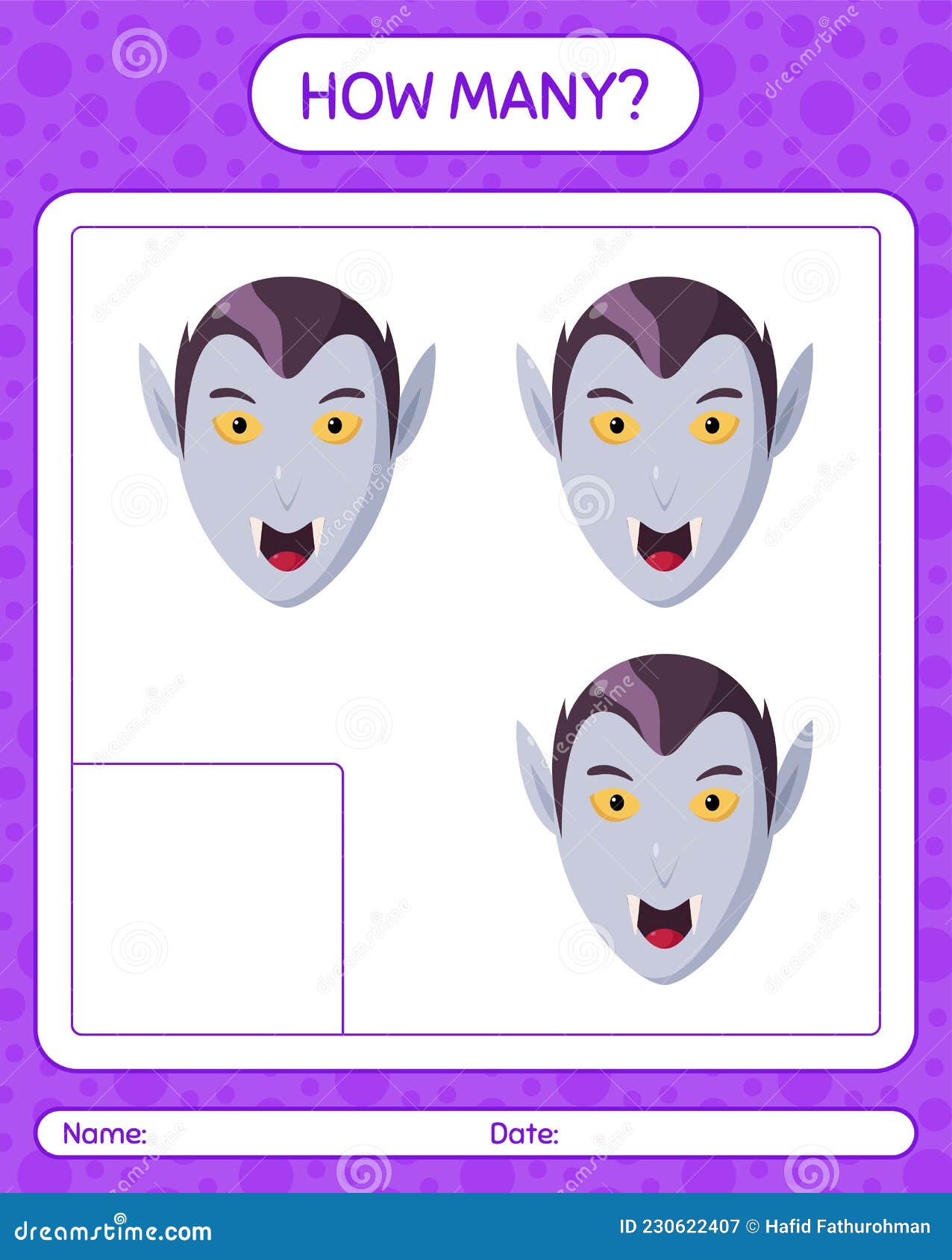 How Many Counting Game with Vampire. Worksheet for Preschool Kids, Kids ...