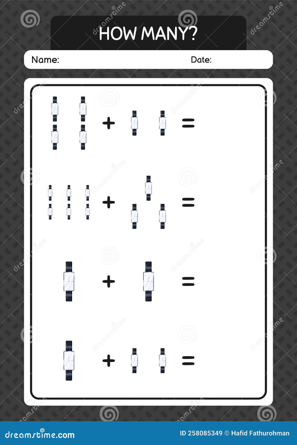 How Many Counting Game with Watch. Worksheet for Preschool Kids, Kids ...