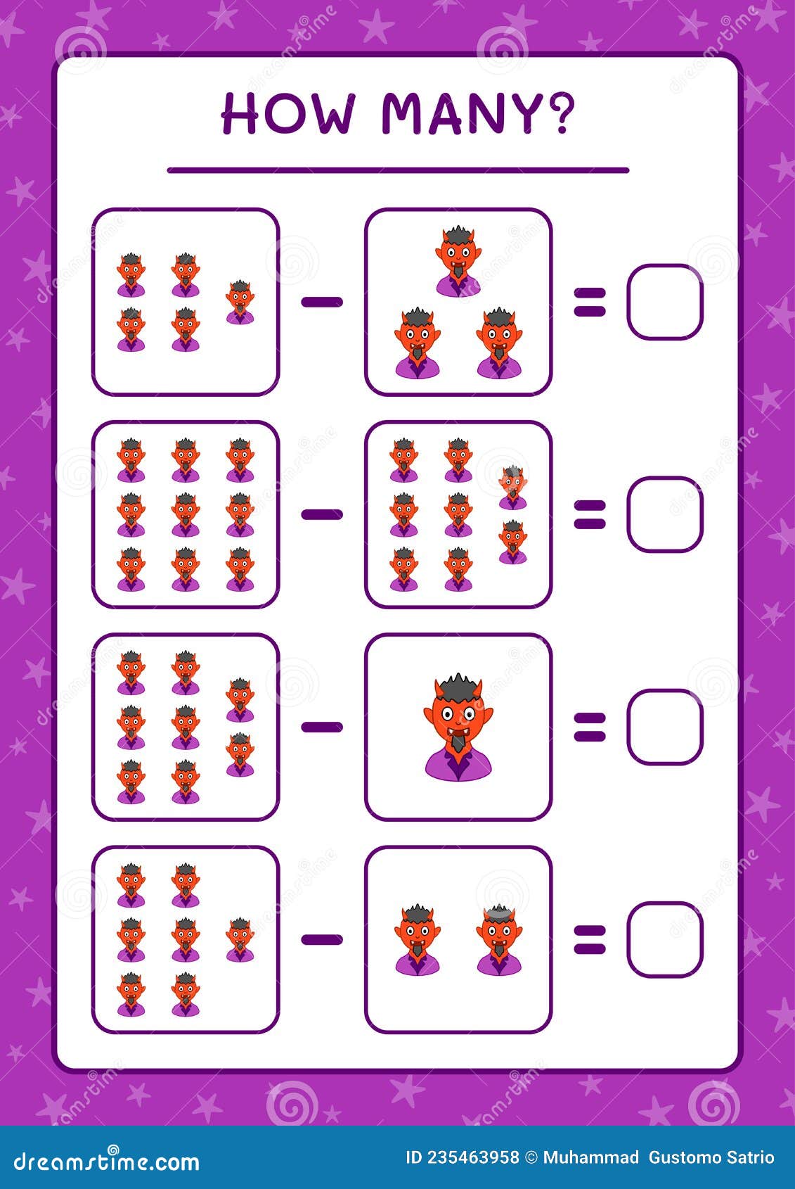 How Many Devil, Game for Children. Vector Illustration Stock Vector ...