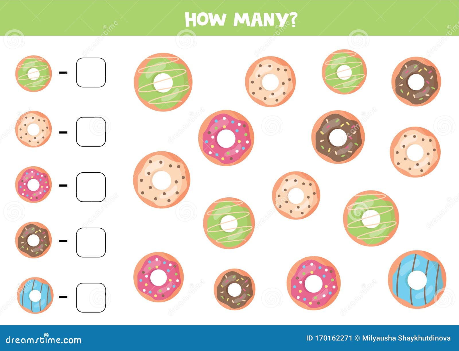 How Many Donuts Game With Cute Fairytale Creatures. Magic Kingdom Math ...