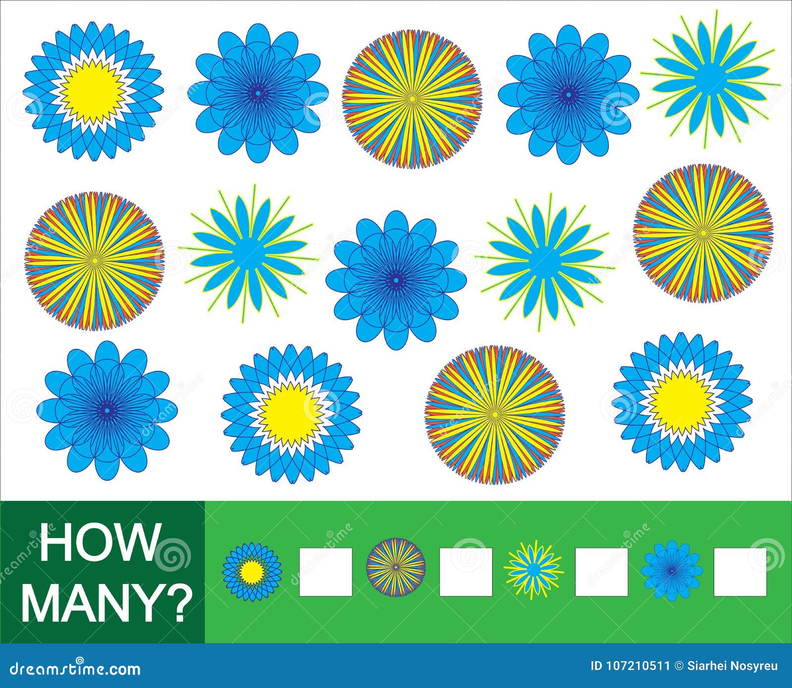 How Many Doodle Flowers. Game for Children Stock Vector - Illustration ...