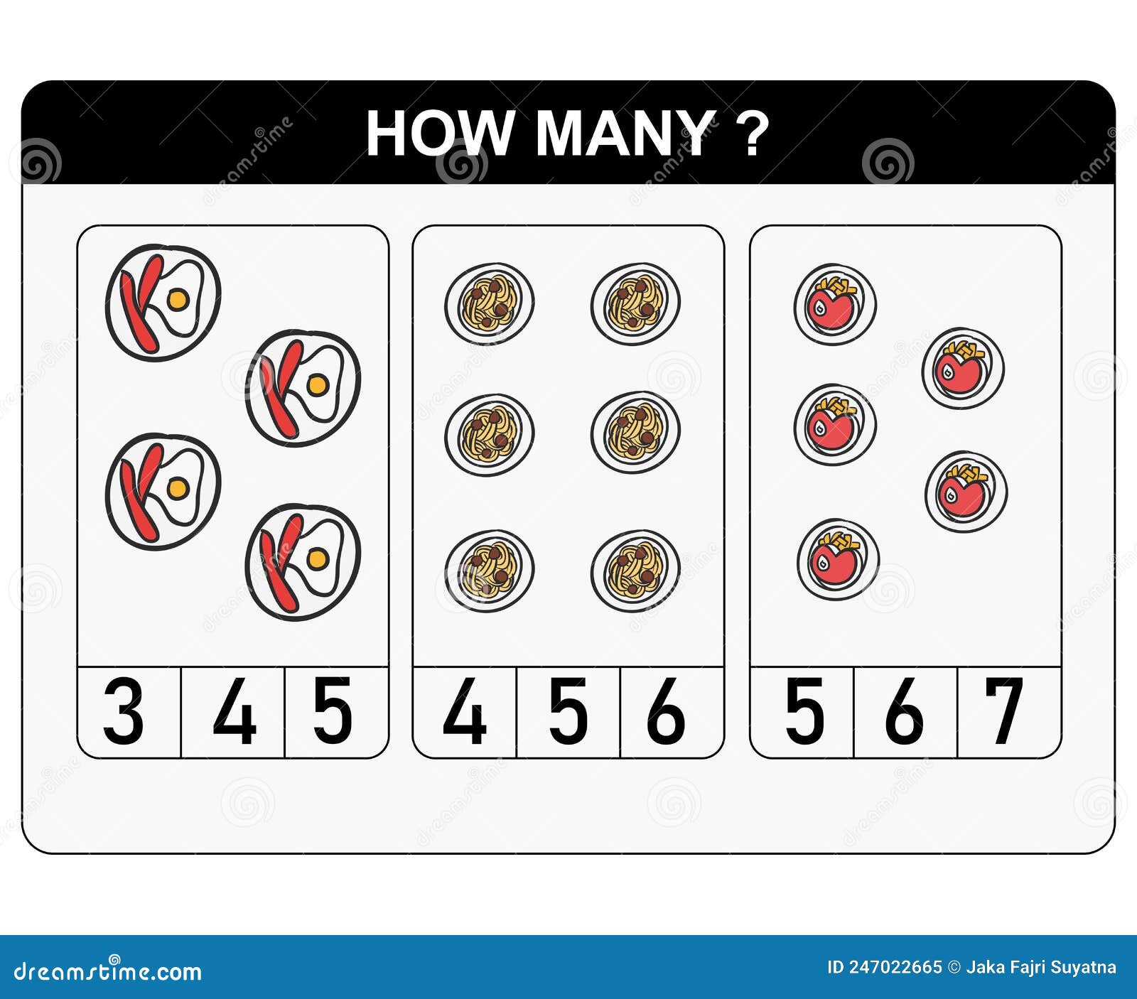 How Many Educational Game for Children Printable Worksheet Stock Vector ...
