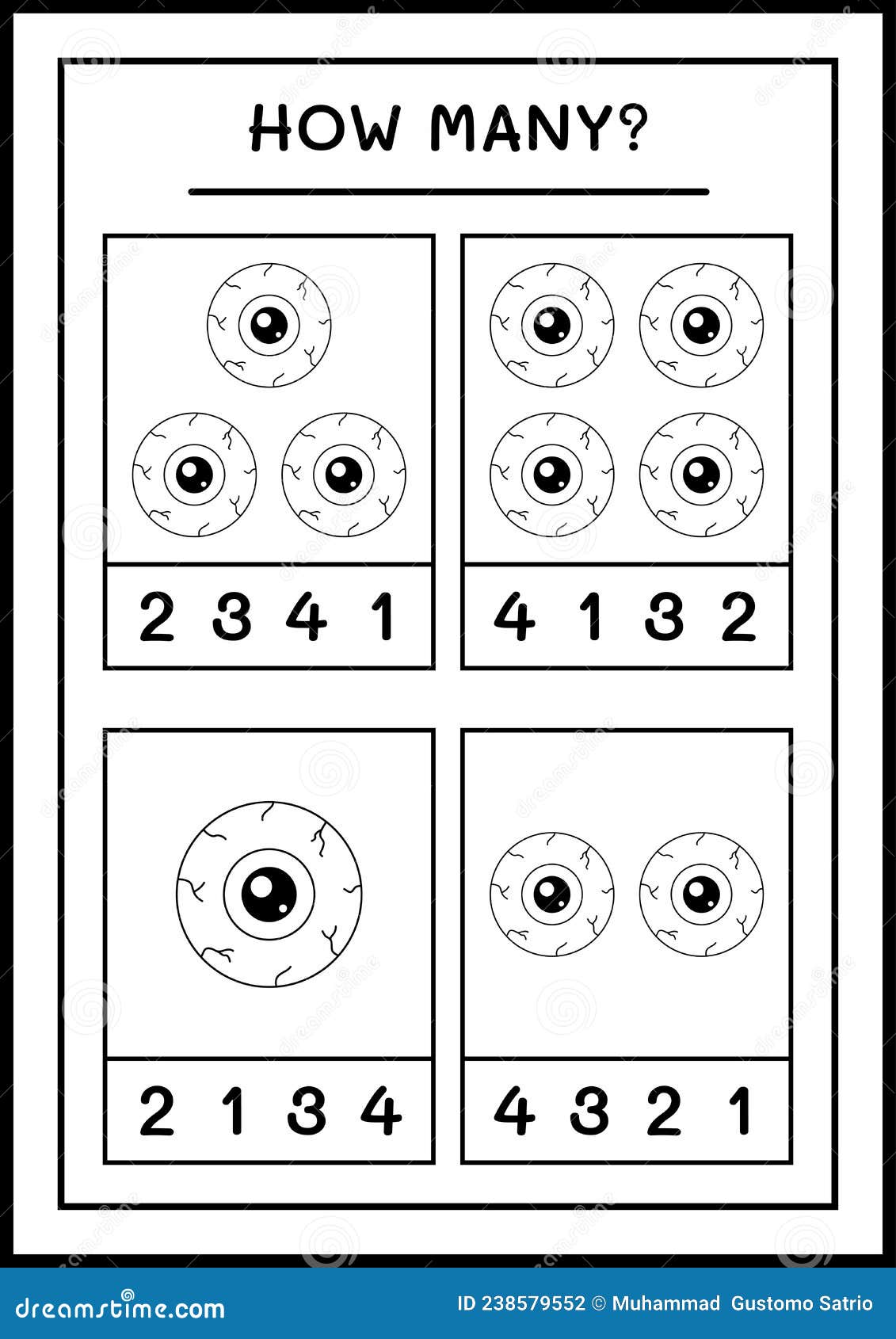 How Many Eye, Game for Children. Vector Illustration Stock Vector ...