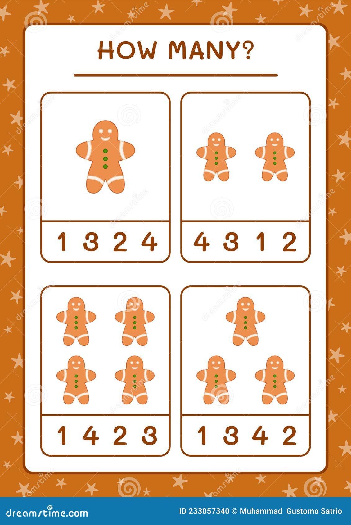How Many Gingerbread Cookie, Game for Children. Vector Illustration ...