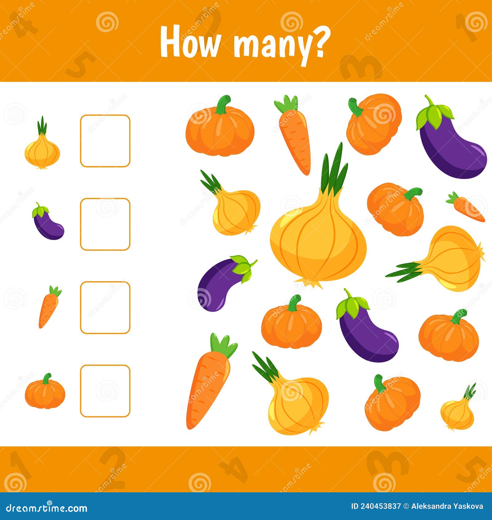 How Many Vegetables are There. Stock Vector - Illustration of eggplant ...