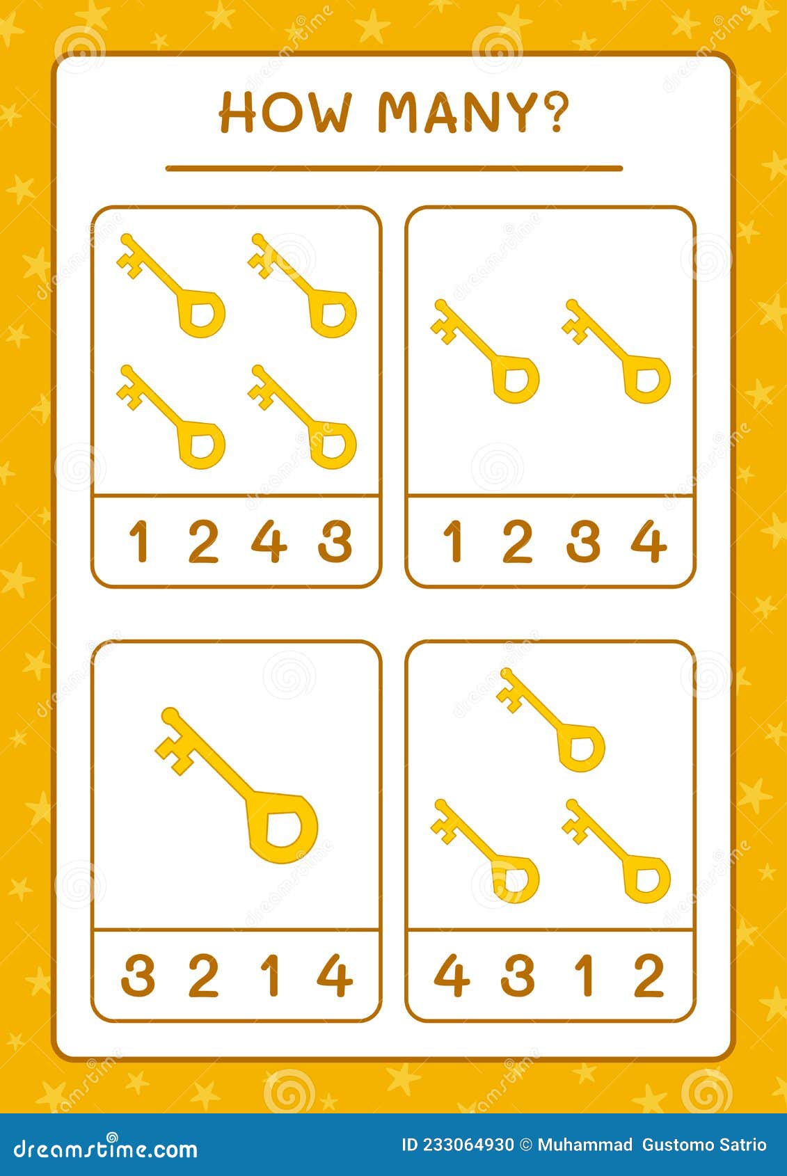 How Many Key, Game for Children. Vector Illustration Stock Vector ...