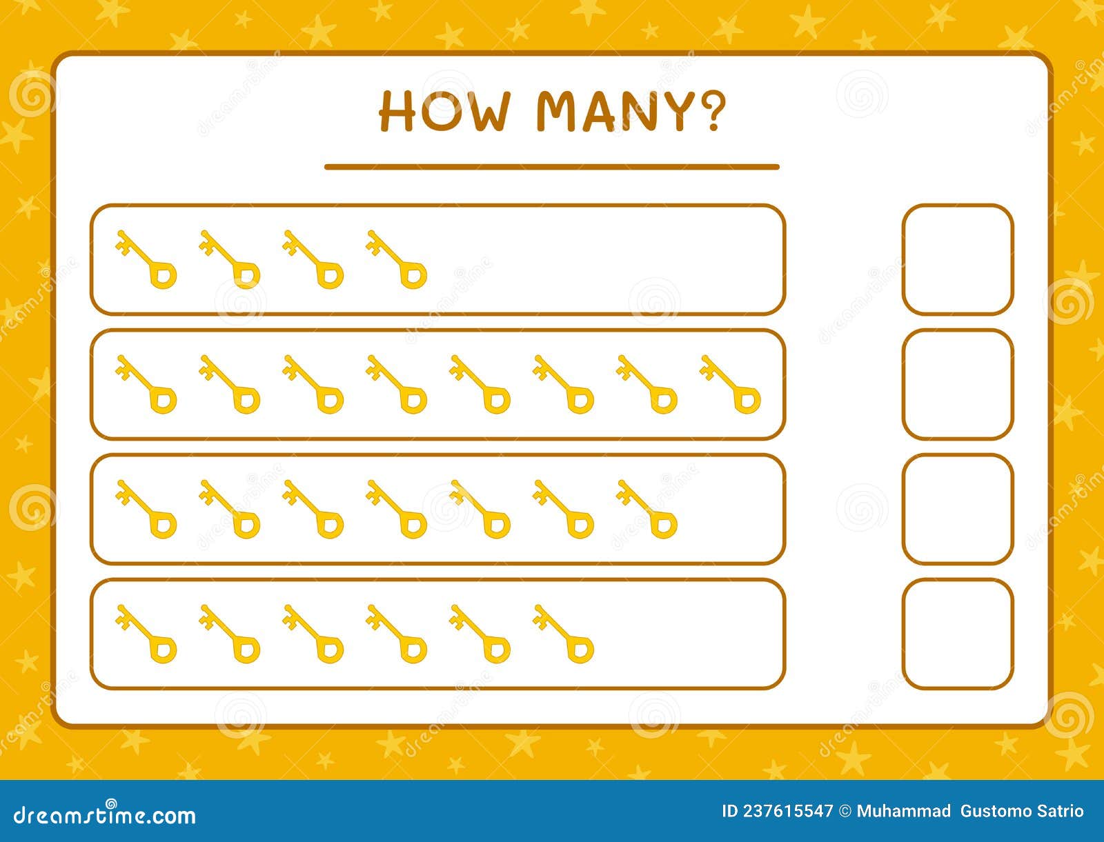 How Many Key, Game for Children. Vector Illustration Stock Vector ...