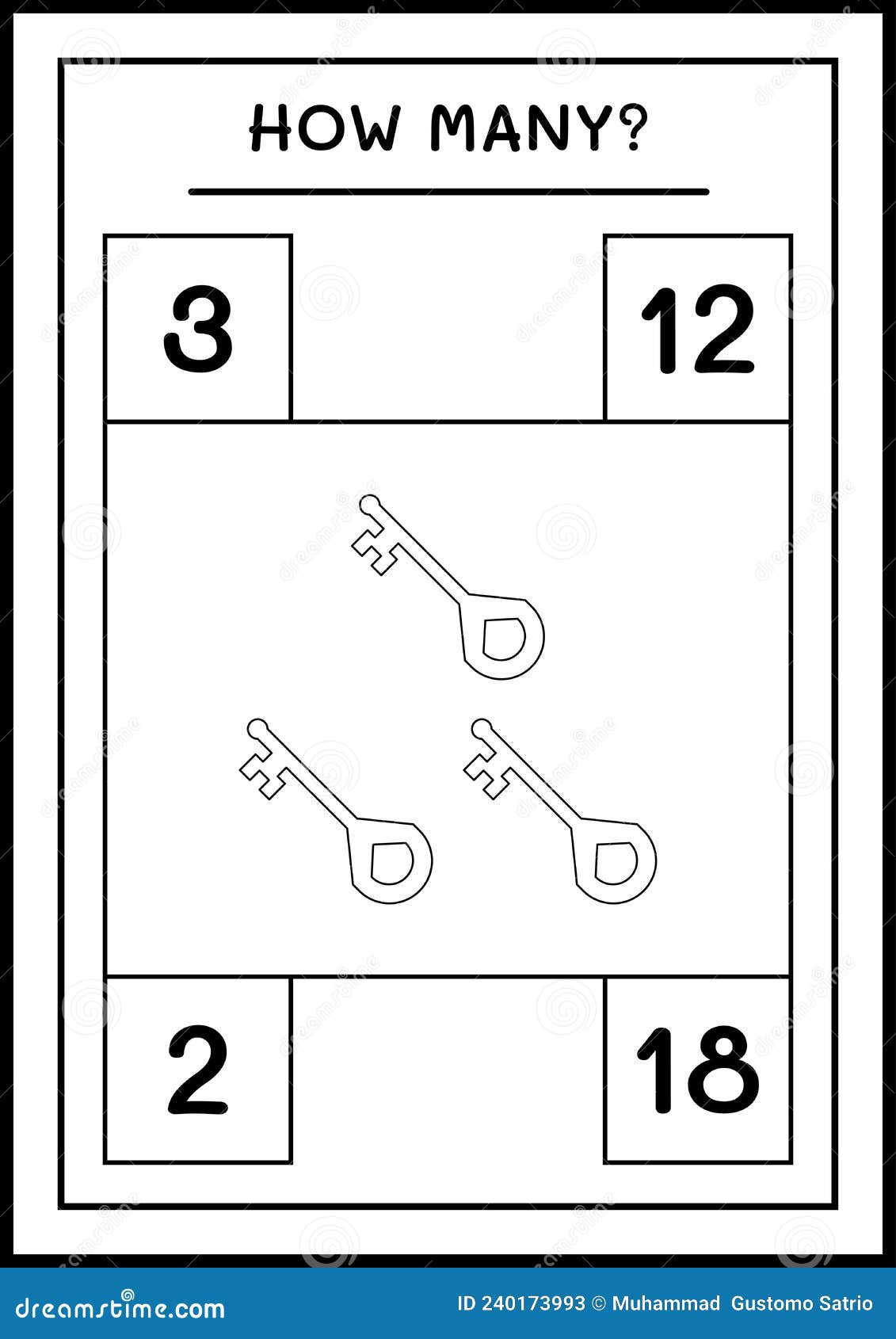 How Many Key, Game for Children. Vector Illustration Stock Vector ...