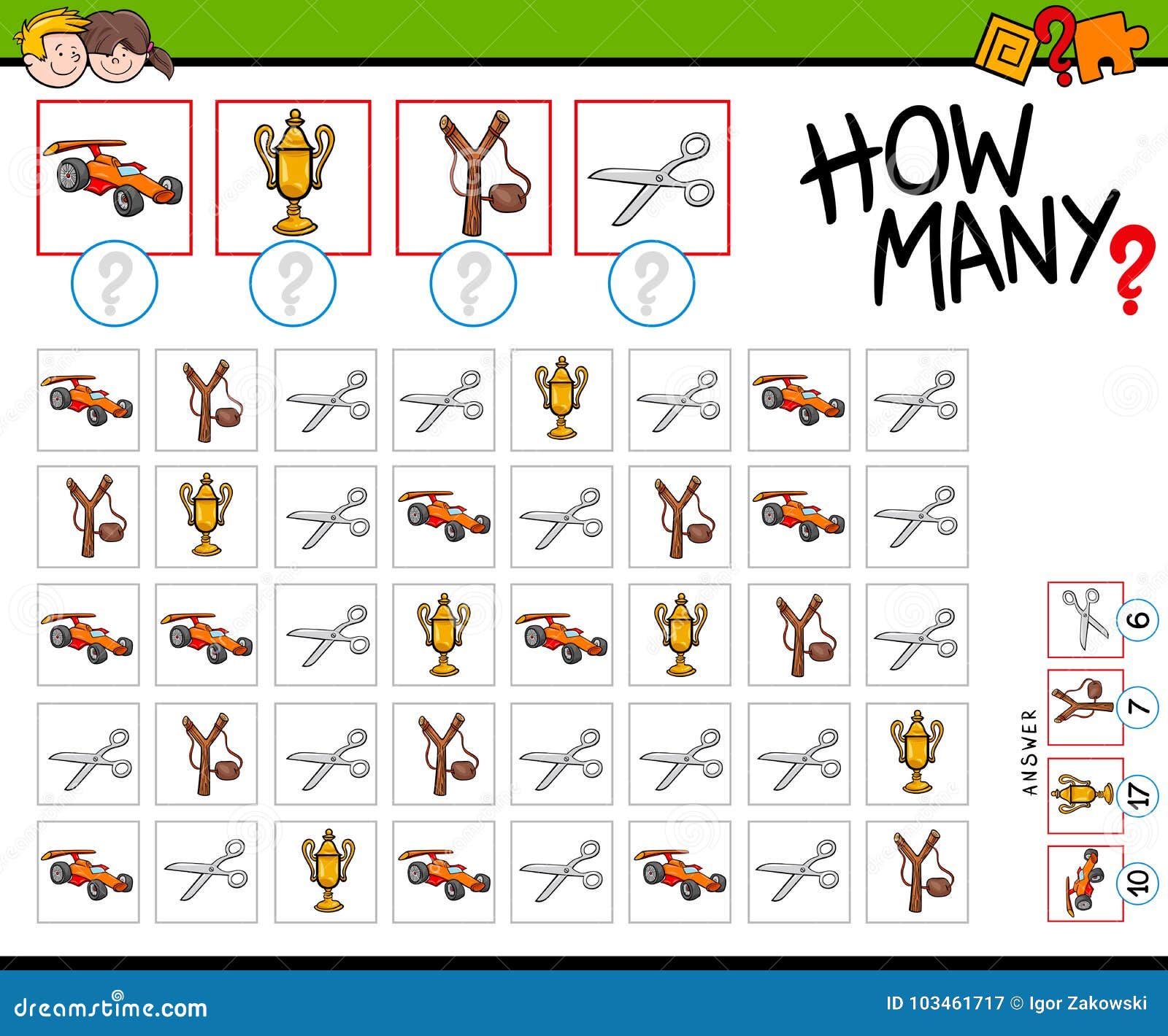 How Many Objects Cartoon Game Stock Vector - Illustration of education ...