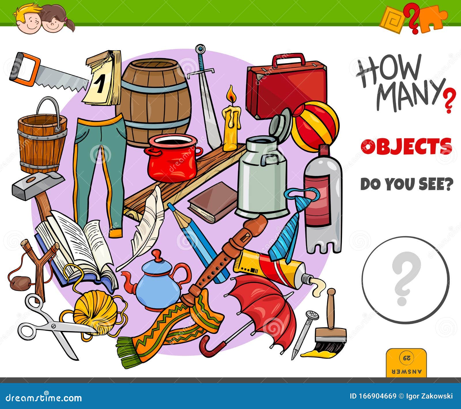 How Many Objects Educational Task for Children Stock Vector ...