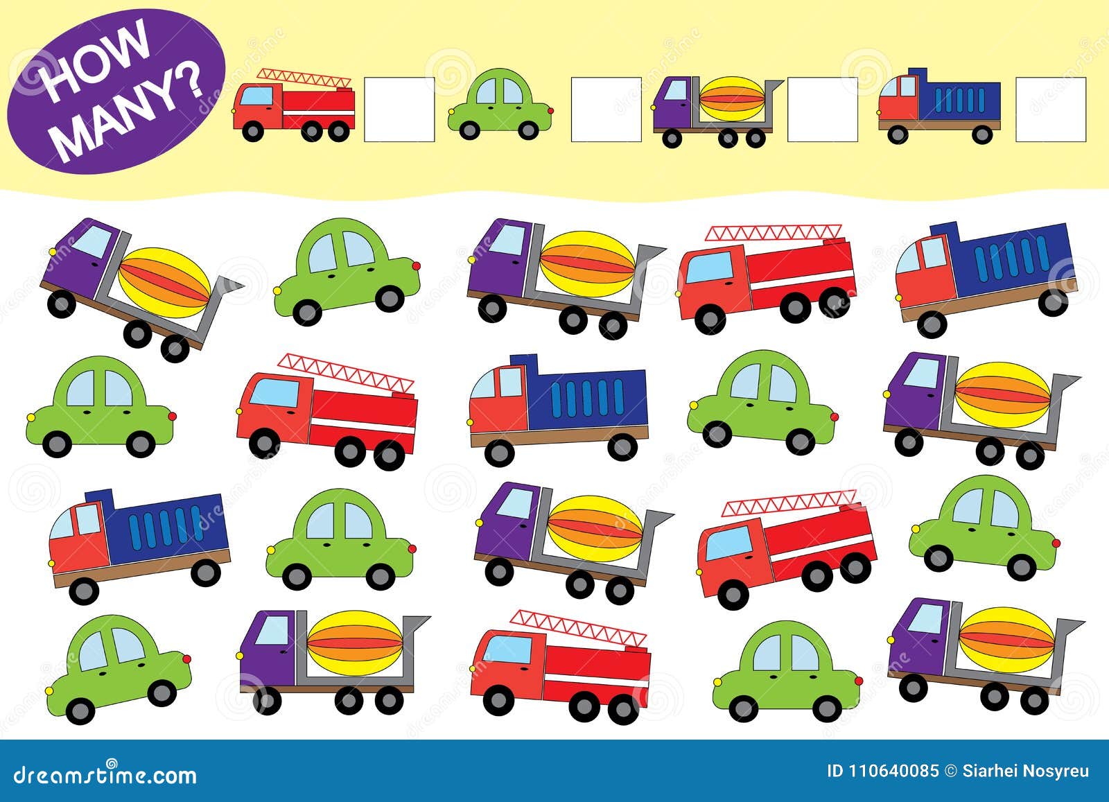 How Many Objects of Transport. Educational Game for Children Stock ...