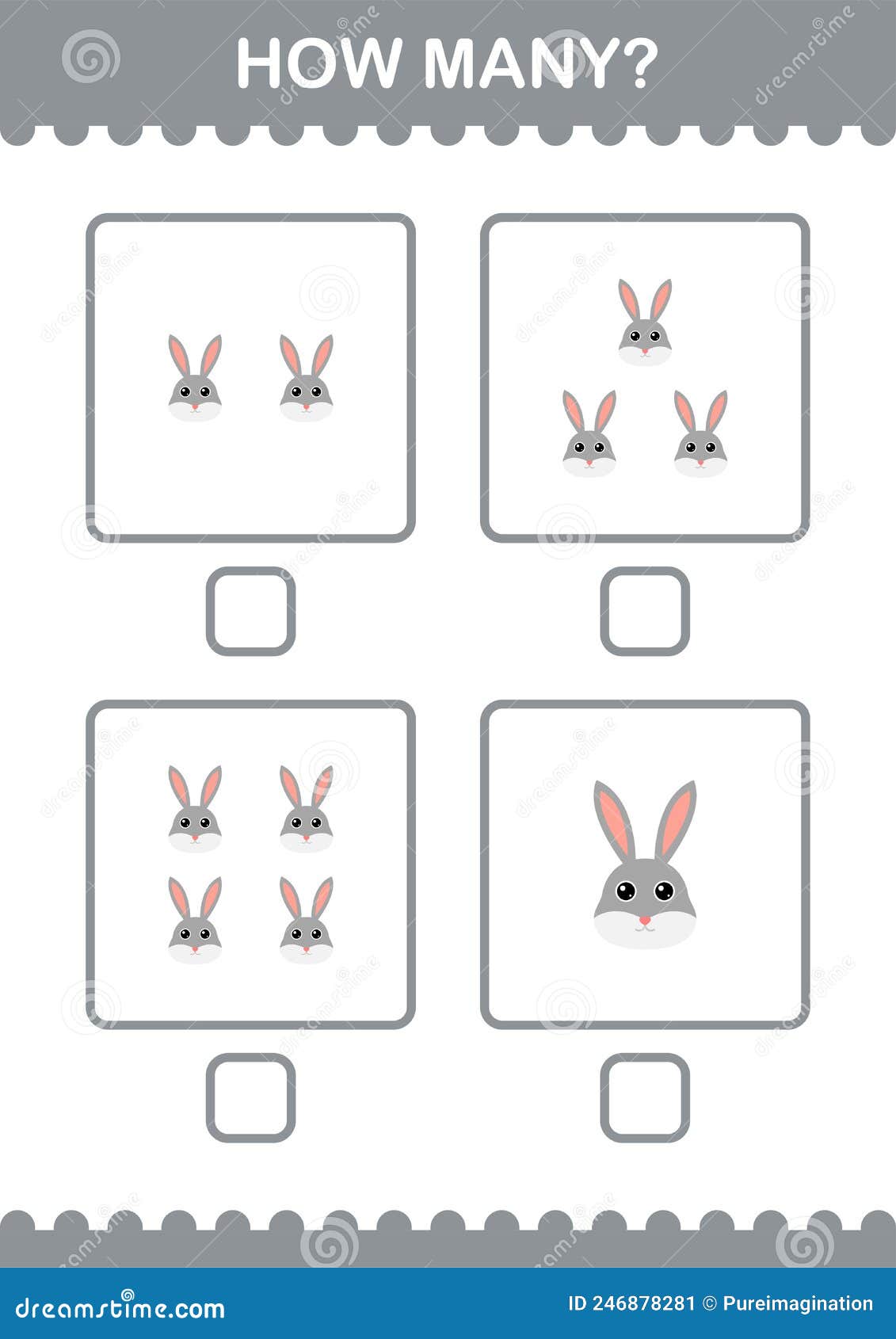 How Many Rabbit Face. Worksheet for Kids Stock Vector - Illustration of ...