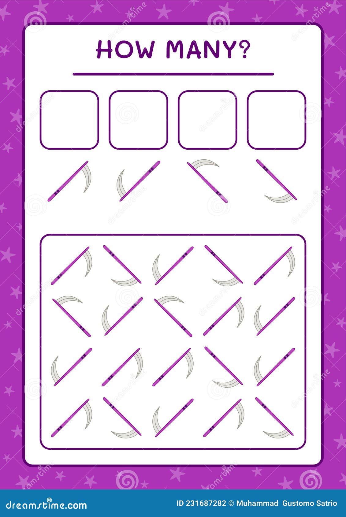 How Many Sickle, Game for Children. Vector Illustration Stock Vector ...