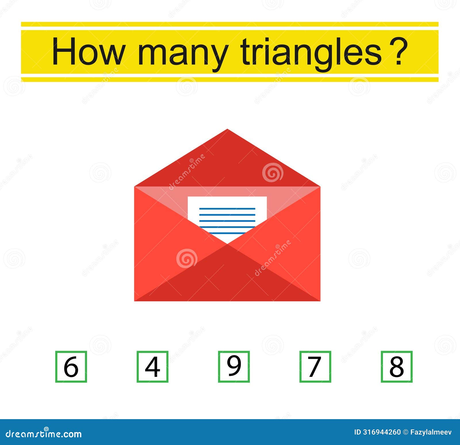 How Many Triangles are There? Logic Game for Kids. Letter Envelope ...