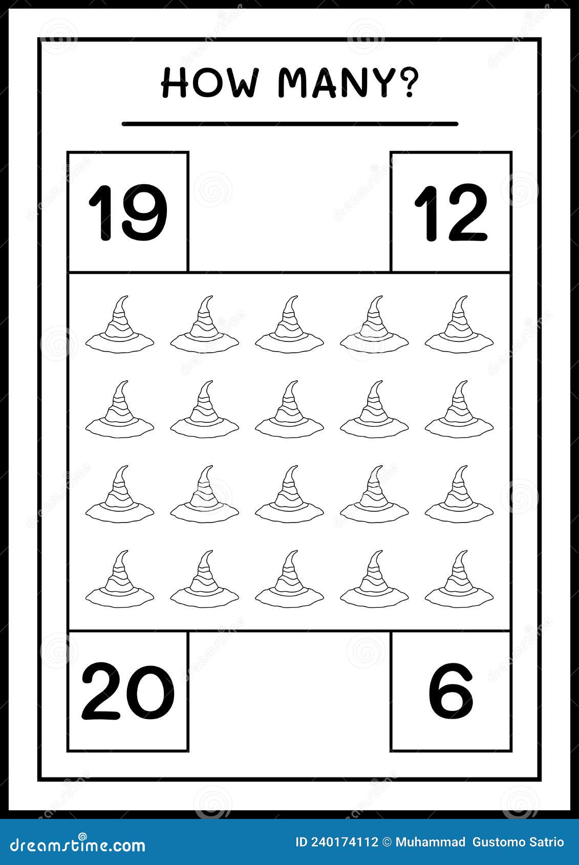 How Many Witch Hat, Game for Children. Vector Illustration Stock Vector ...