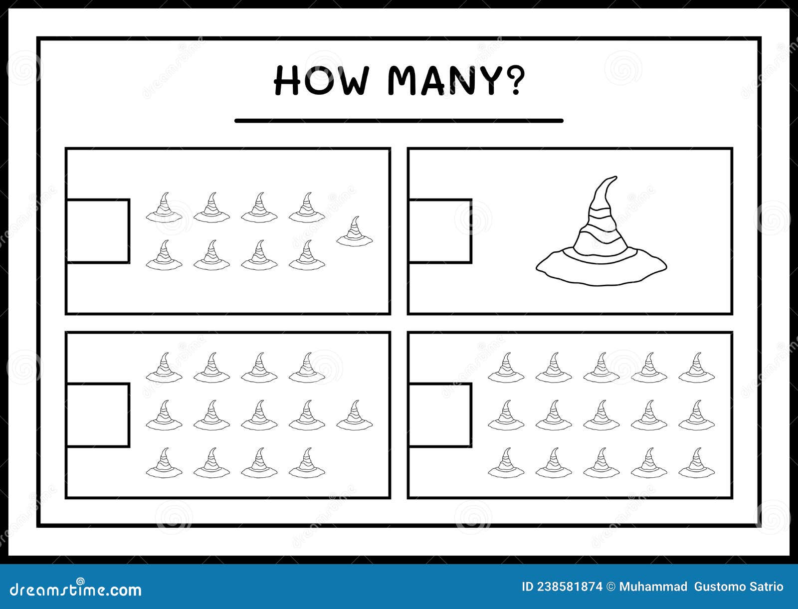 How Many Witch Hat, Game for Children. Vector Illustration Stock Vector ...