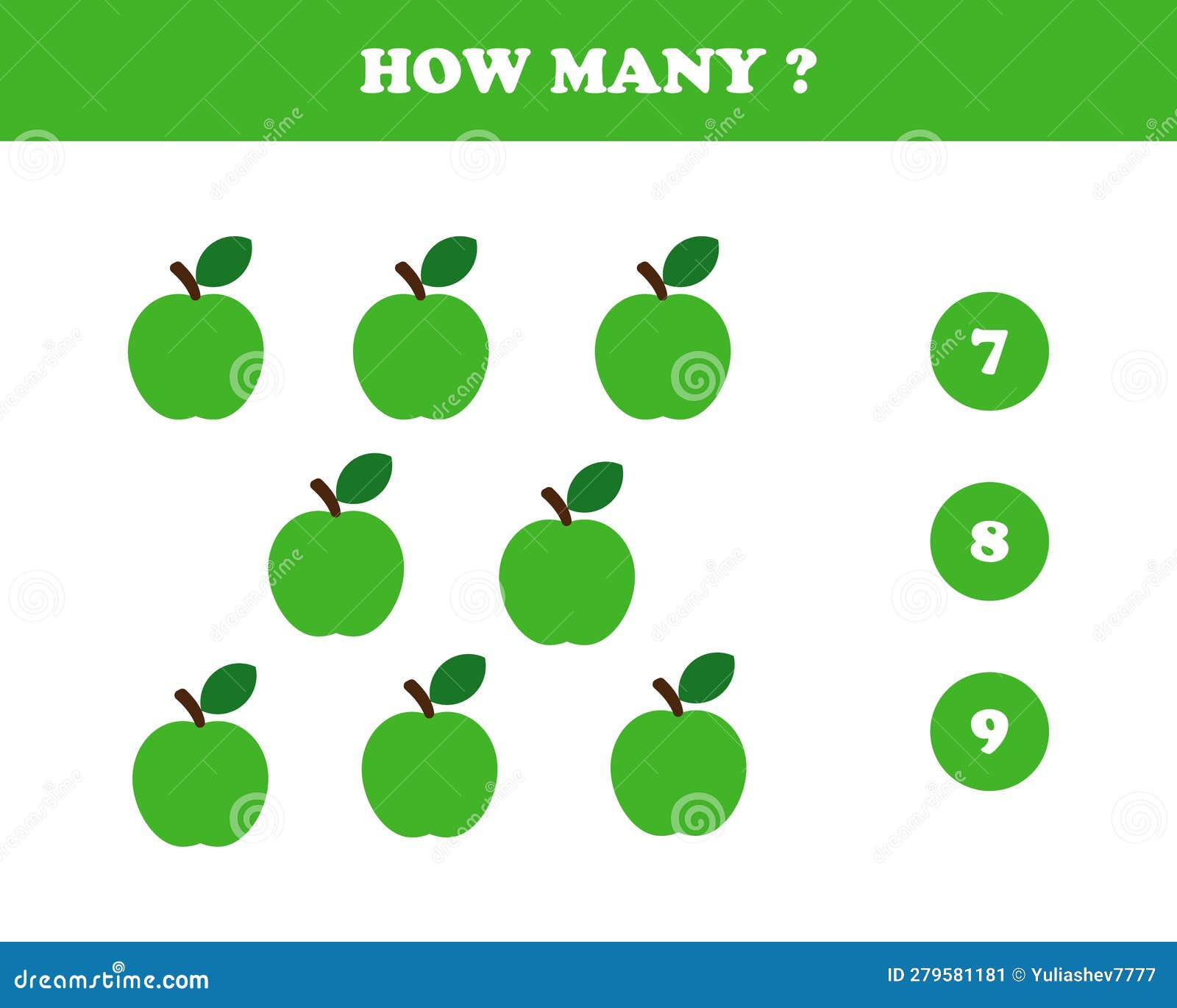 How Many, Worksheet for Kids, Apple, Vector Stock Vector - Illustration ...