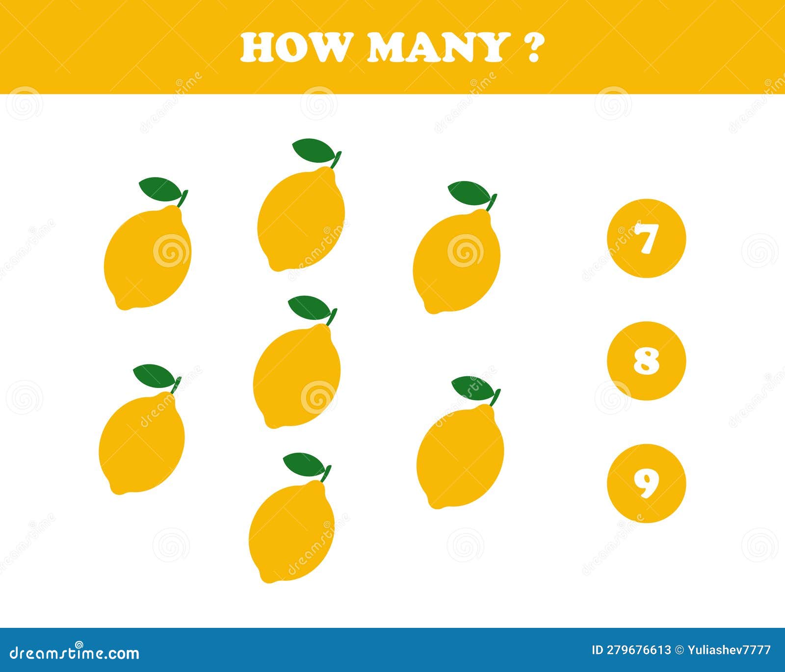 How Many, Worksheet for Kids, Lemon, Vector Stock Vector - Illustration ...