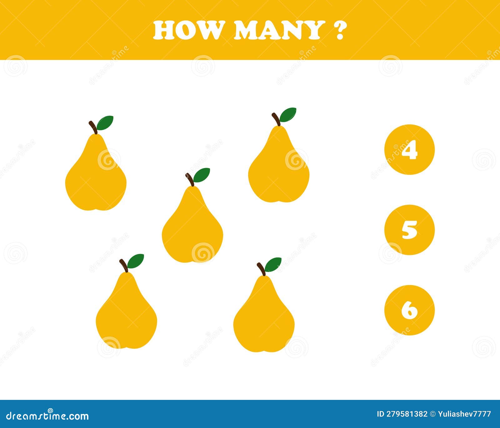 How Many, Worksheet for Kids, Pear, Vector Stock Vector - Illustration ...
