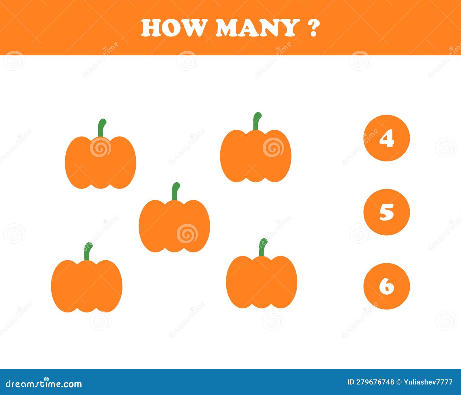 How Many, Worksheet for Kids, Pumpkin, Vector Stock Vector ...