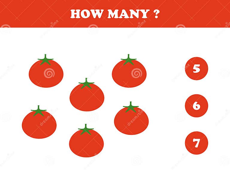 How Many, Worksheet for Kids, Tomato, Vector Stock Vector ...