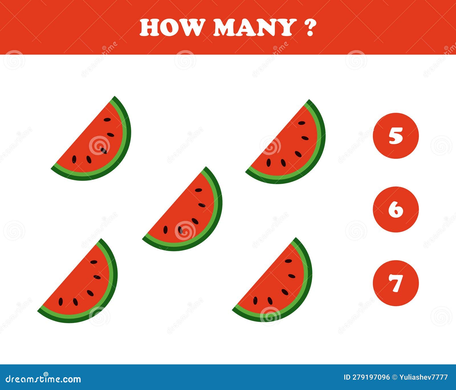 How Many, Worksheet for Kids, Watermelon, Vector Stock Vector ...