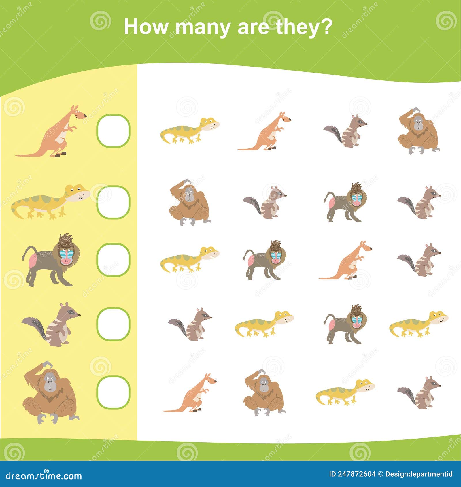 How Many are they Worksheet Stock Vector - Illustration of kindergarten ...