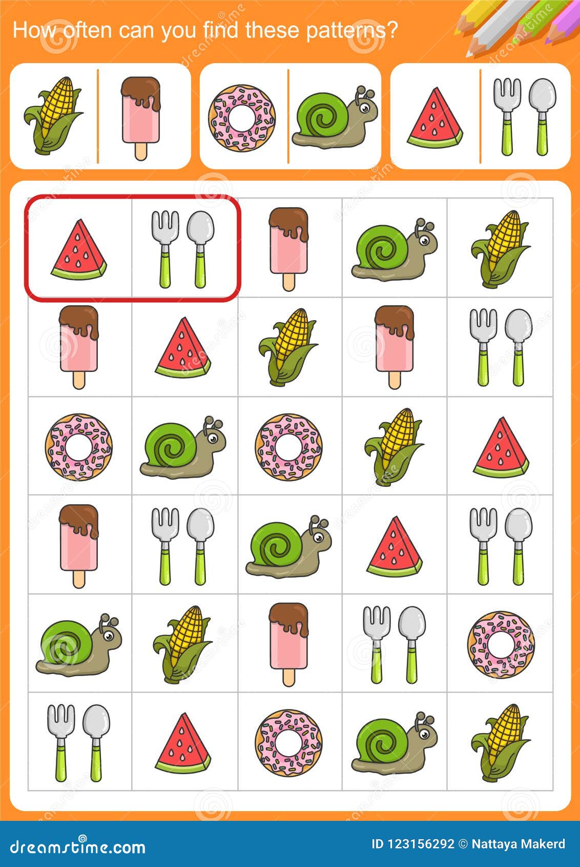 How Often Can You Find these Patterns? Stock Vector - Illustration of ...