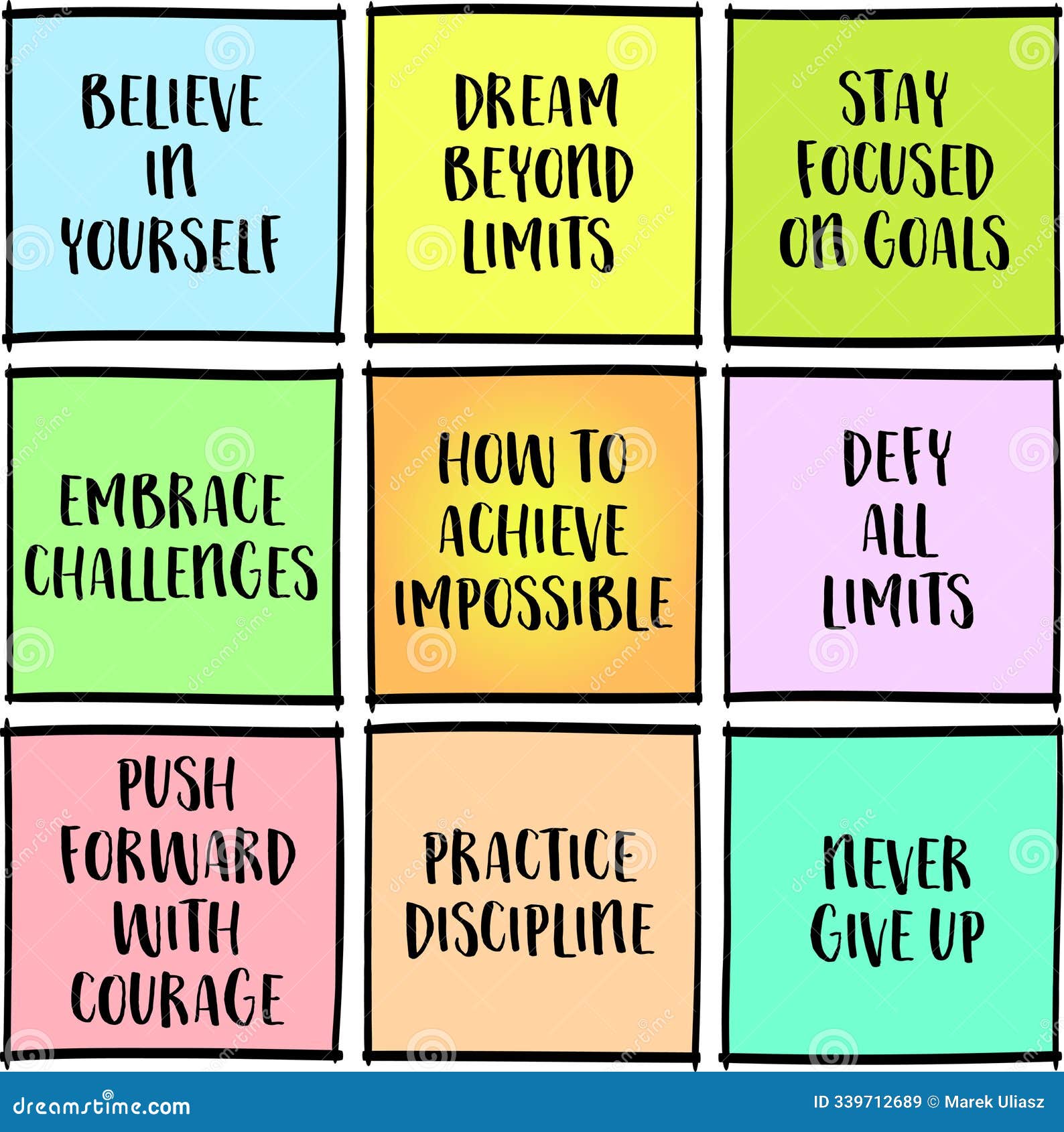 How To Achieve Impossible - Set of Notes with Tips and Guidelines Stock ...