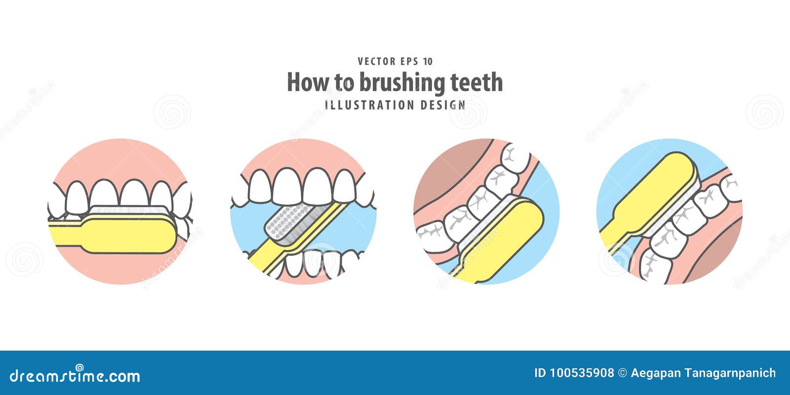 How To Brushing Teeth Illustration Vector on Blue Background. Stock ...