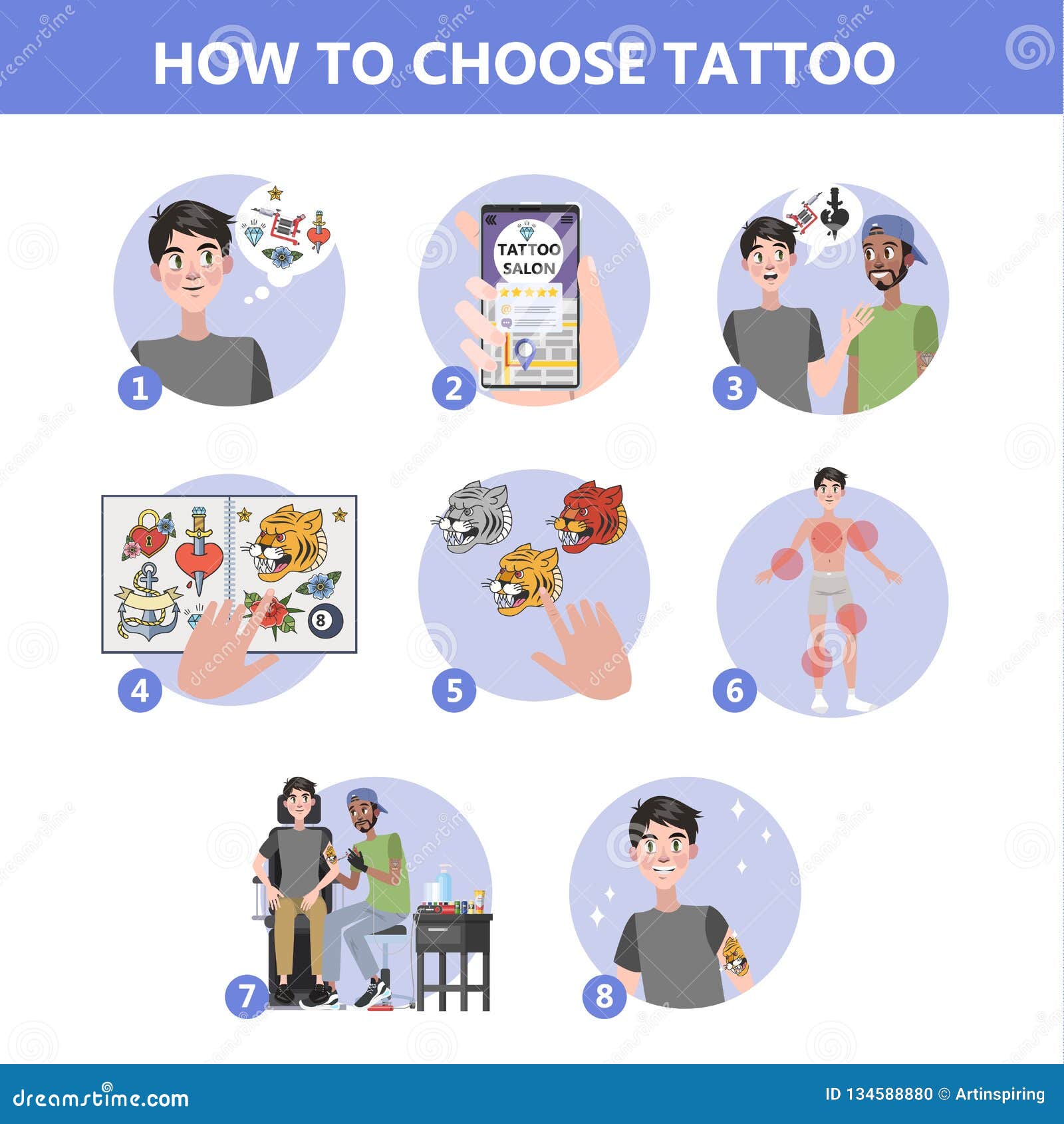 How To Choose Tattoo Instruction. Making Difficult Choice Stock Vector ... How To Choose Tattoo Instruction. Making Difficult Choice Stock Vector ...