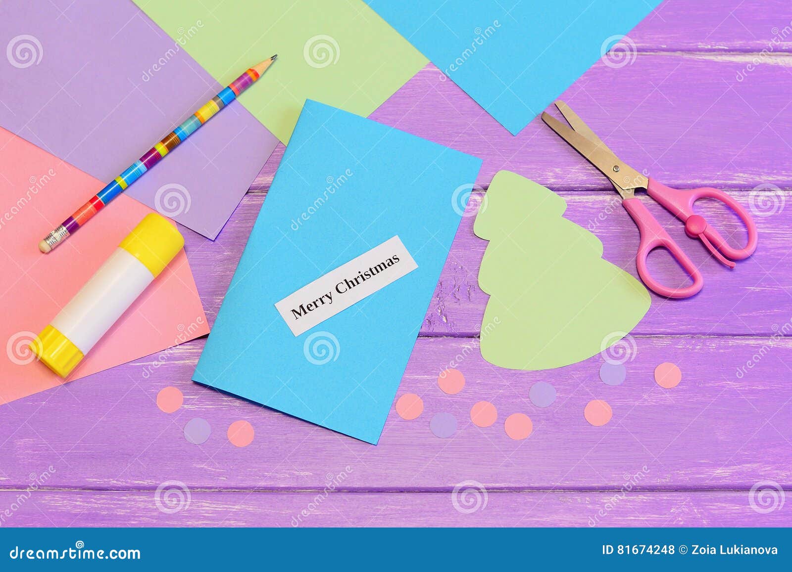 How To Create Simple Christmas Card Crafts For Kids. Tutorial. Colored ...