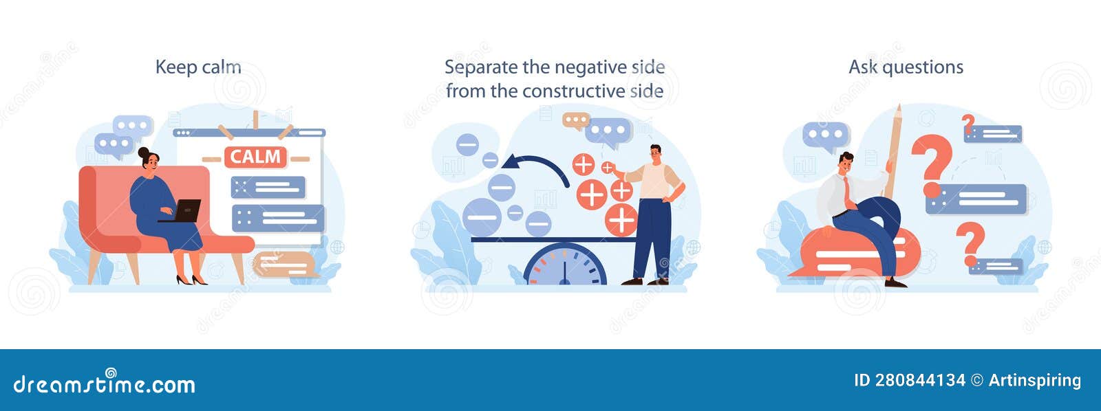 How To Deal With Judgement At Work Set. Employee Dealing With Pressure ...