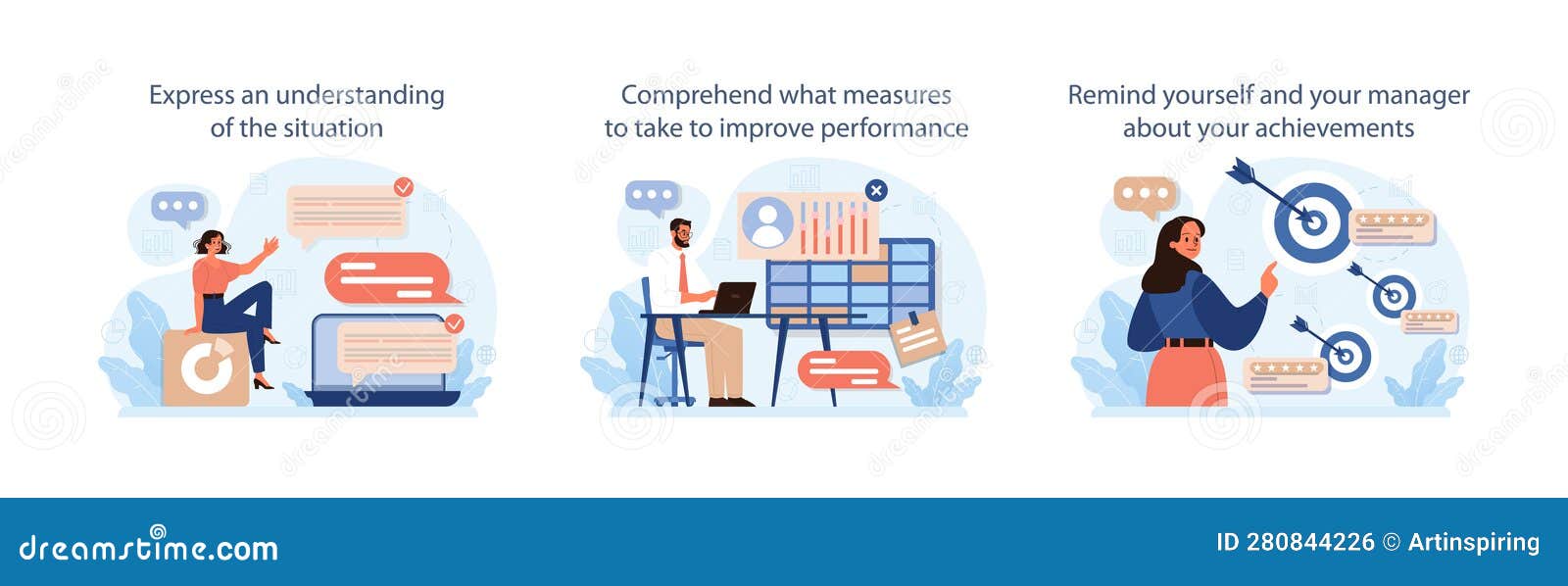 How To Deal with Judgement at Work Set. Employee Dealing with Pressure ...