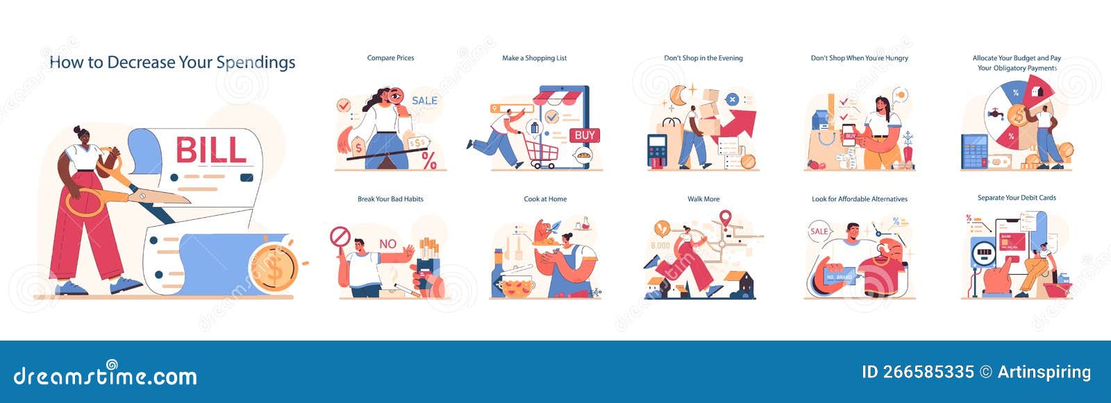 How To Decrease Your Spendings Set. Risk Management in Conditions Stock ...