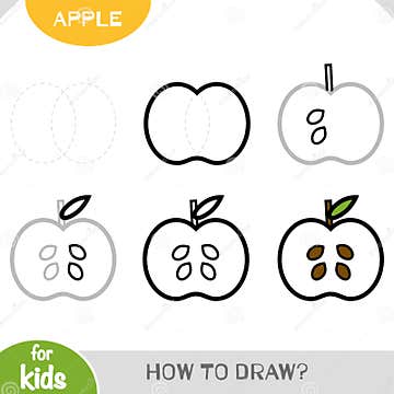 How To Draw Apple for Children. Step by Step Drawing Tutorial Stock ...