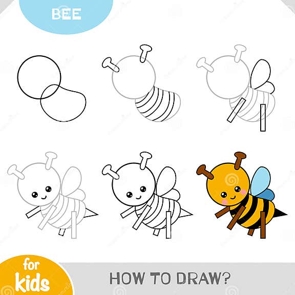 How To Draw Bee for Children. Step by Step Drawing Tutorial Stock ...