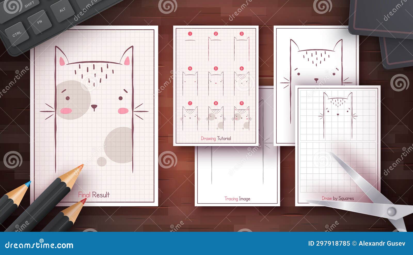 How To Draw a Cat. Step by Step Drawing Tutorial. Draw Guide. Simple ...