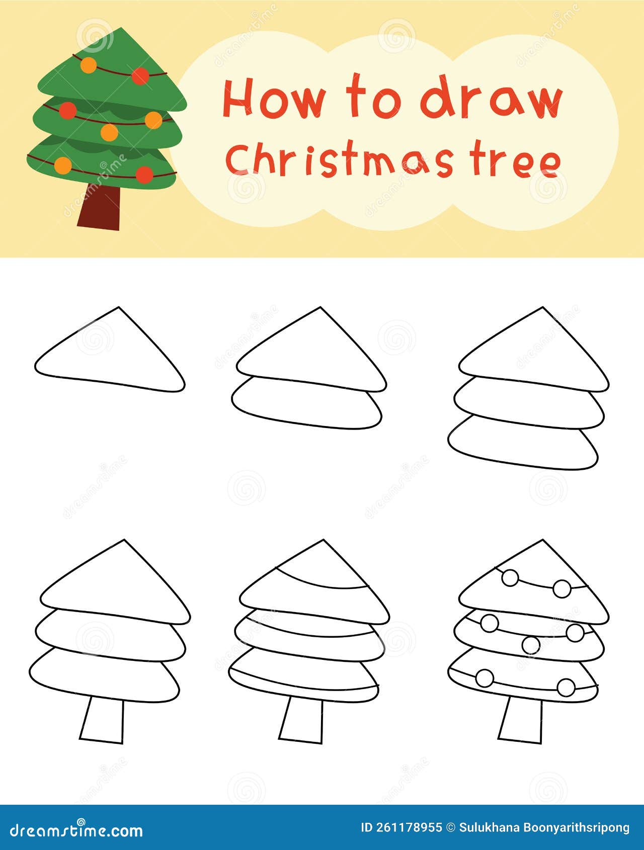 How To Draw Christmas Tree Cartoon. Easy Drawing for Learning, Play ... How To Draw Christmas Tree Cartoon. Easy Drawing for Learning, Play ...