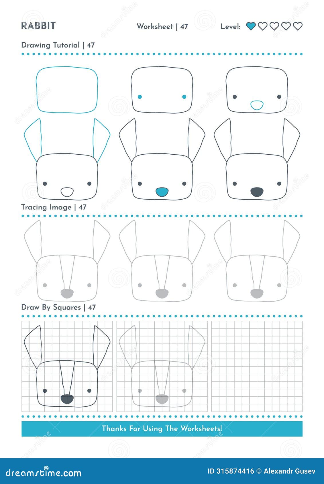 How To Draw Doodle Animal Rabbit, Cartoon Character Step by Step ...