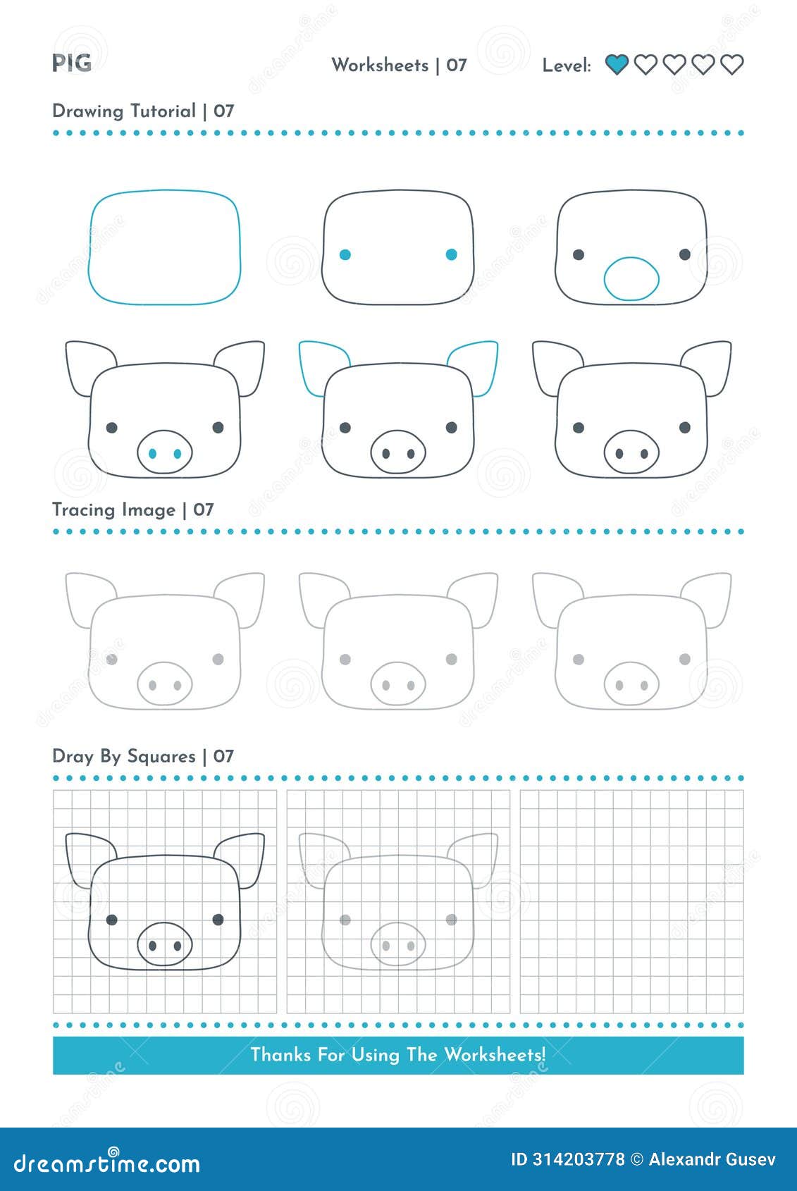 How To Draw Doodle Pig, Cartoon Character Step by Step Drawing Tutorial ...