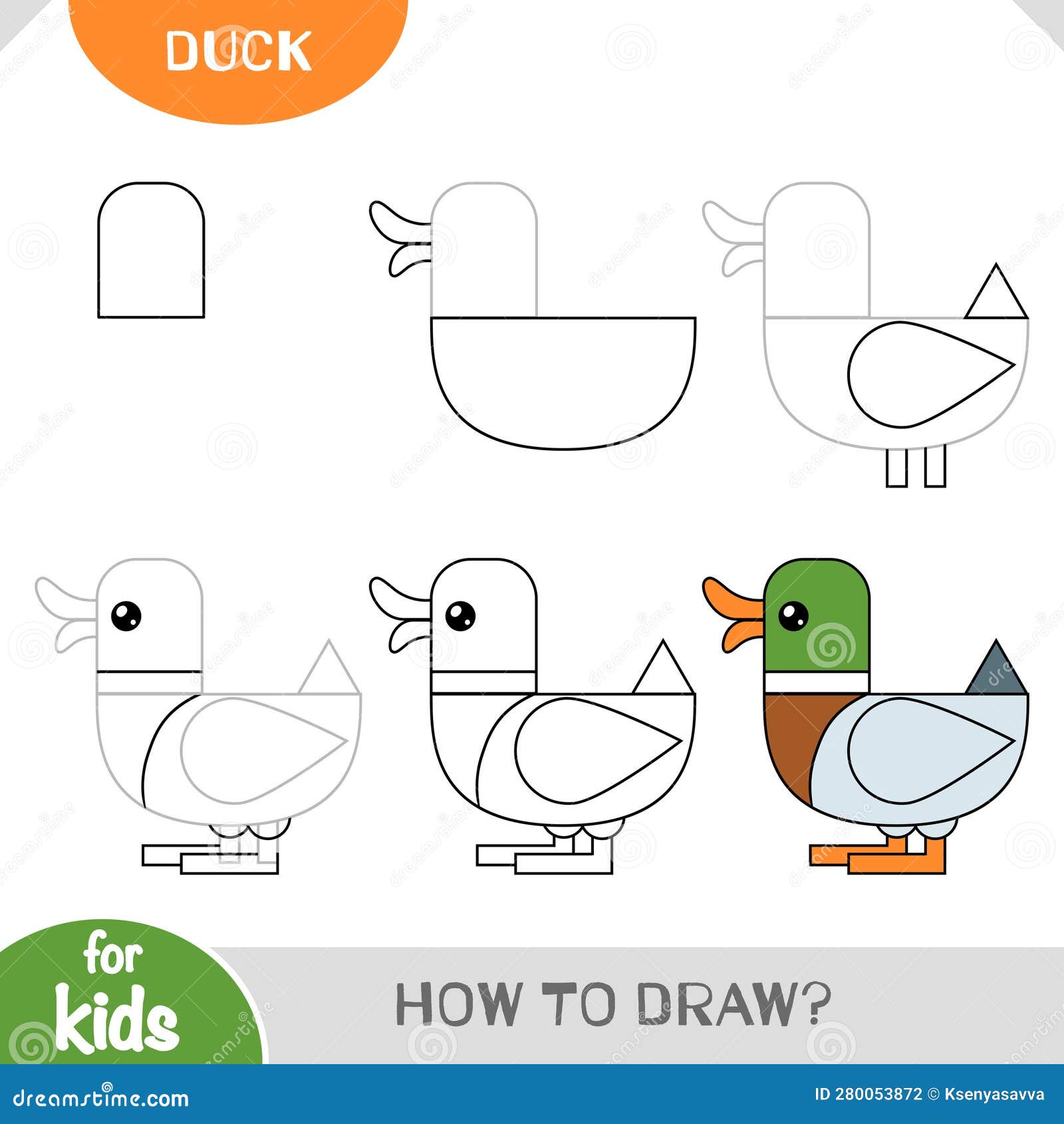 How To Draw Drake for Children. Step by Step Drawing Tutorial Stock ...