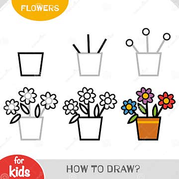 How To Draw Flowers Pot for Children. Step by Step Drawing Tutorial ...