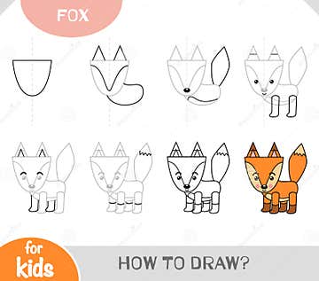 How To Draw Fox for Children. Step by Step Drawing Tutorial Stock ...