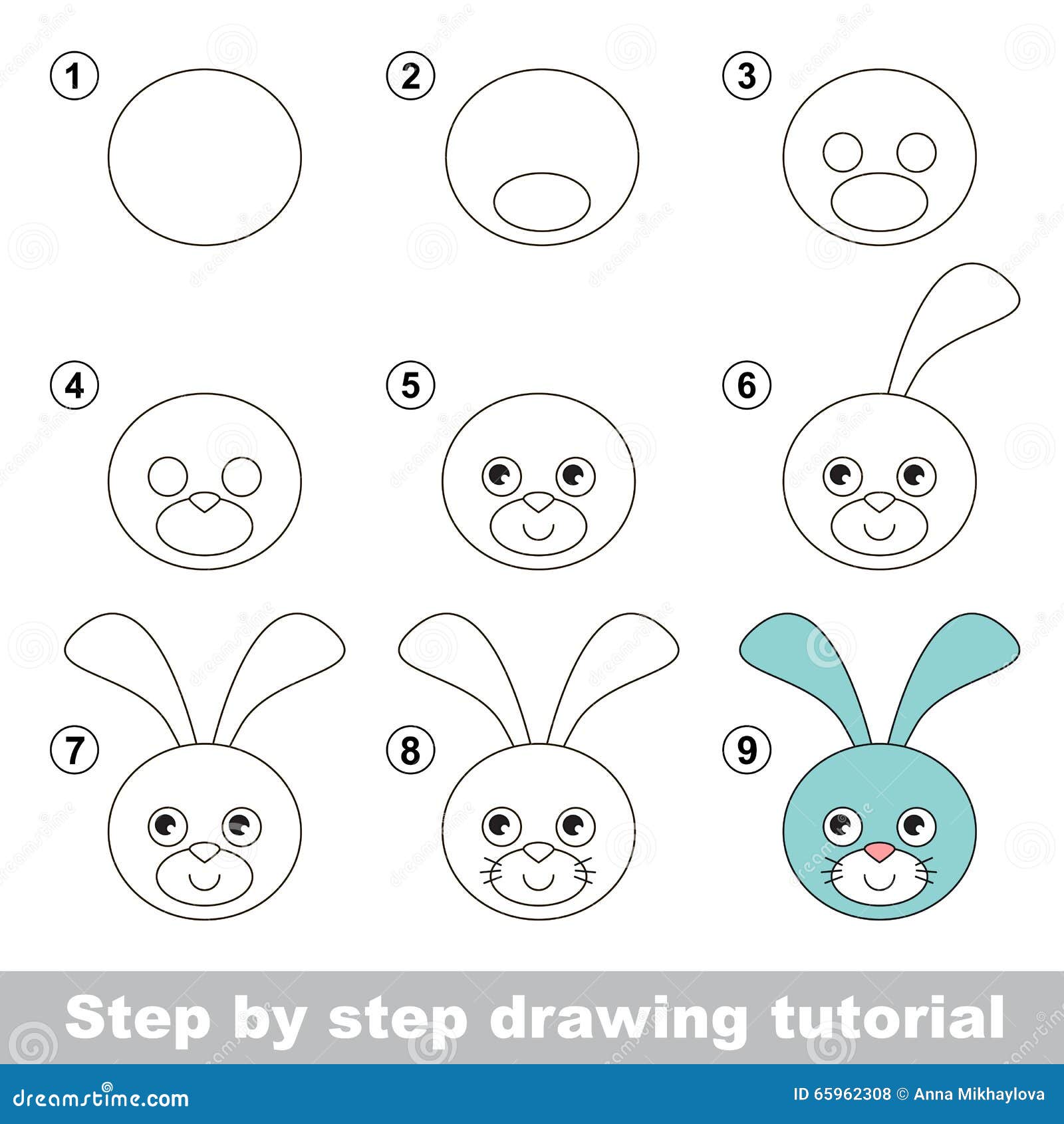 How to draw a Hare Head stock vector. Illustration of play - 65962308