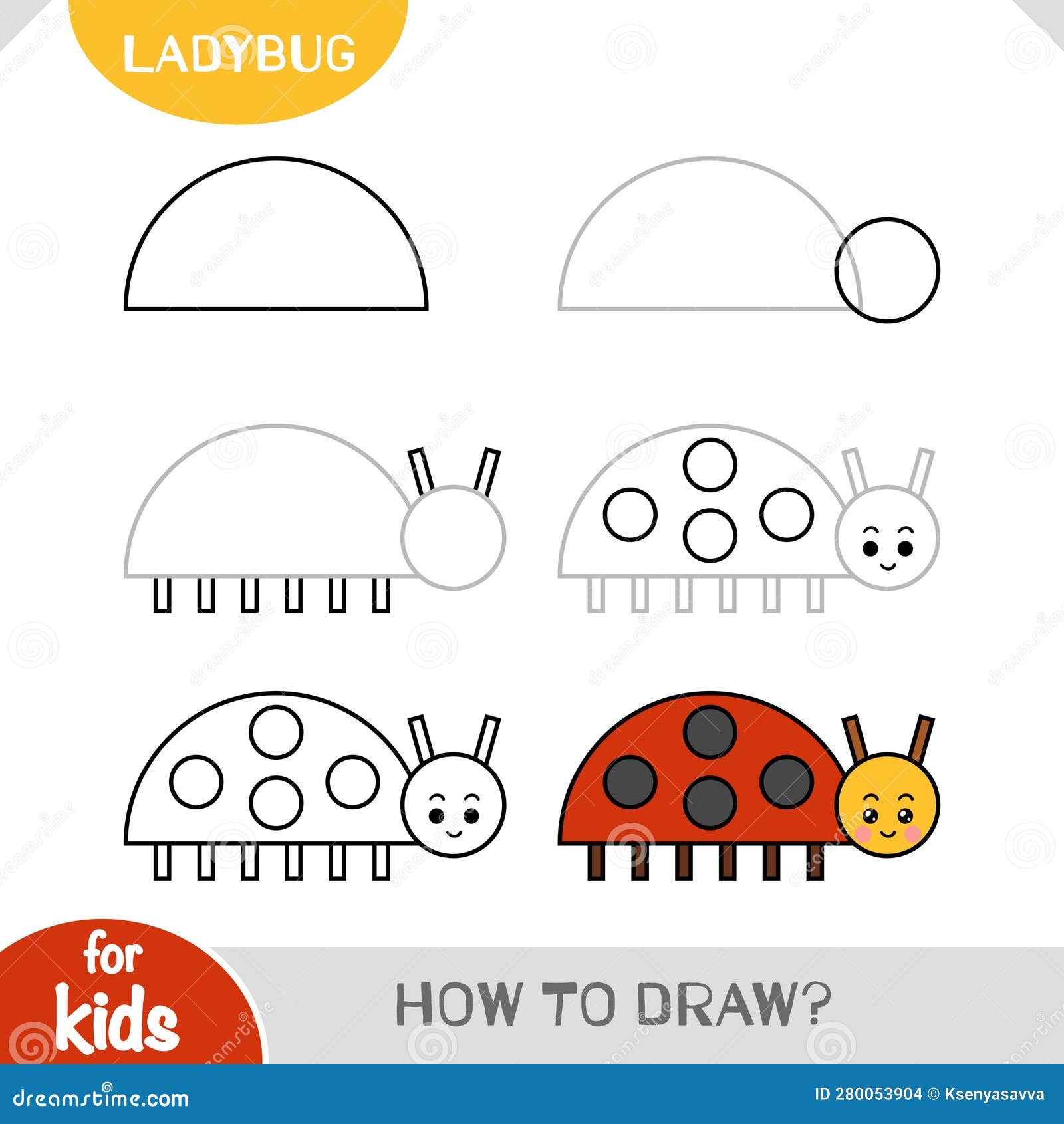 How To Draw Ladybug Character. Educational Step by Step Drawing ...